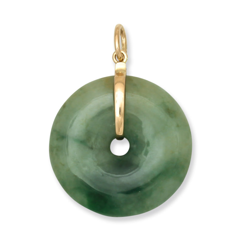 14K YELLOW GOLD GREEN JADEITE JADE PI DISC PENDANT UPC #394216 – Mason ...